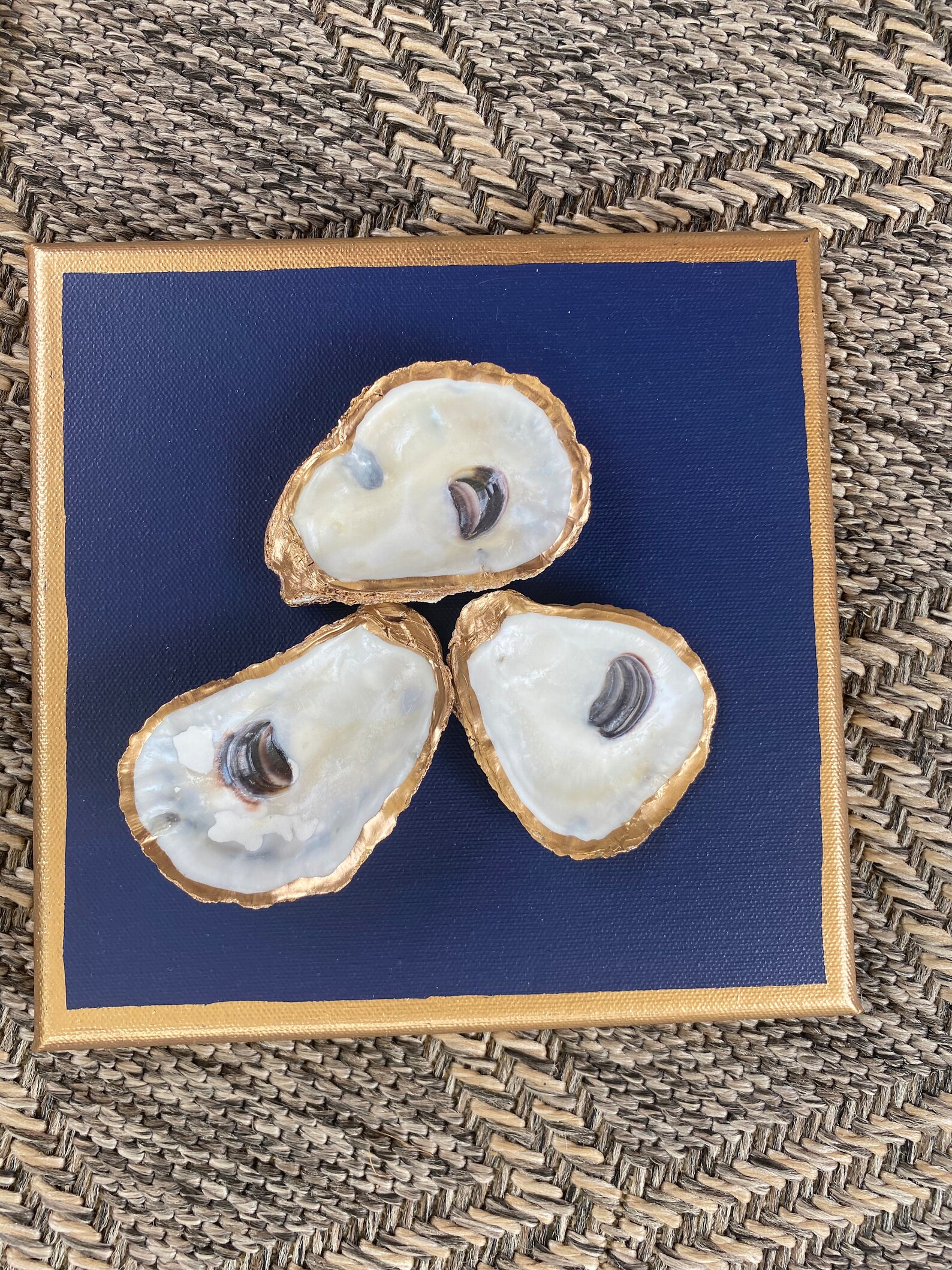 Oyster Shell Painting: Gold Leaf Coastal Wall Art (8x8) - Etsy