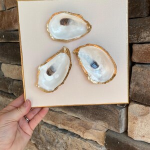 Oyster Shell Painting: Gold Leaf Coastal Wall Art (8x8) - Etsy