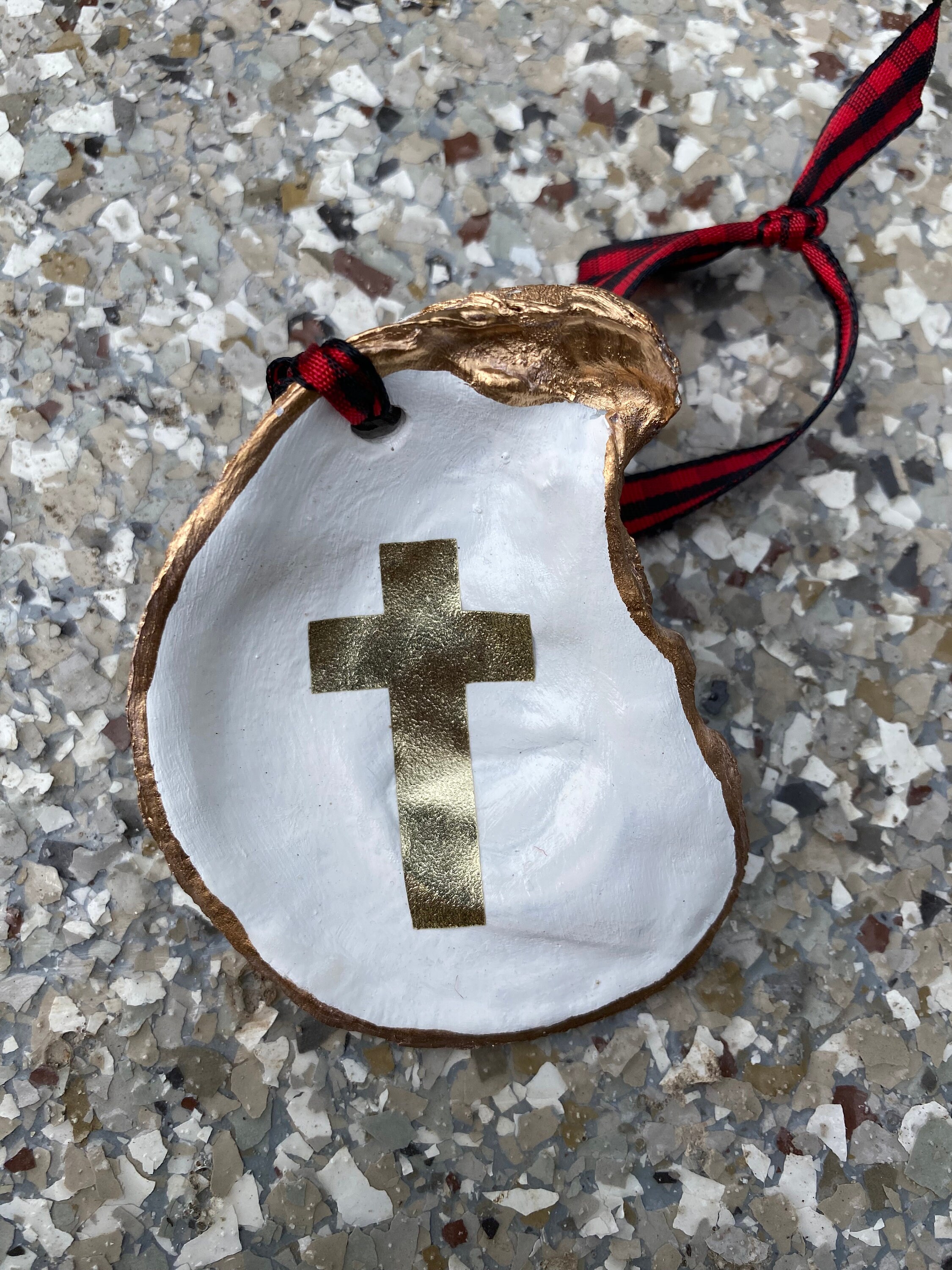 Gold Cross Oyster Shell Ornament Christmas Ornament Tree - Etsy