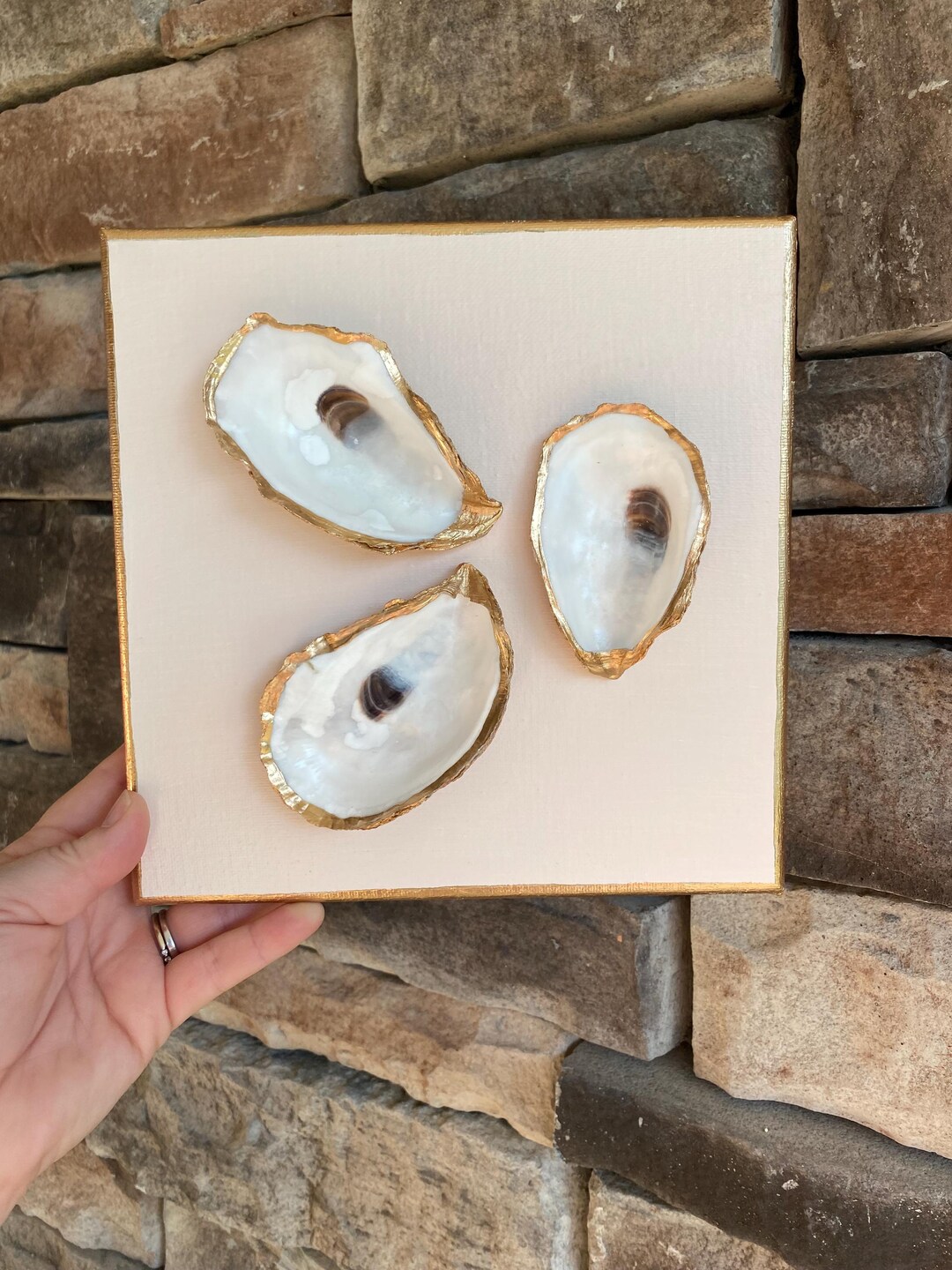 Oyster Shell Painting: Gold Leaf Coastal Wall Art (8x8) - Etsy