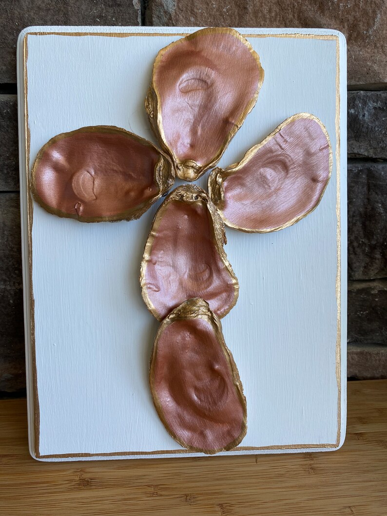 9 X 11 Oyster Cross on Wooden Block Christian Wall Art - Etsy