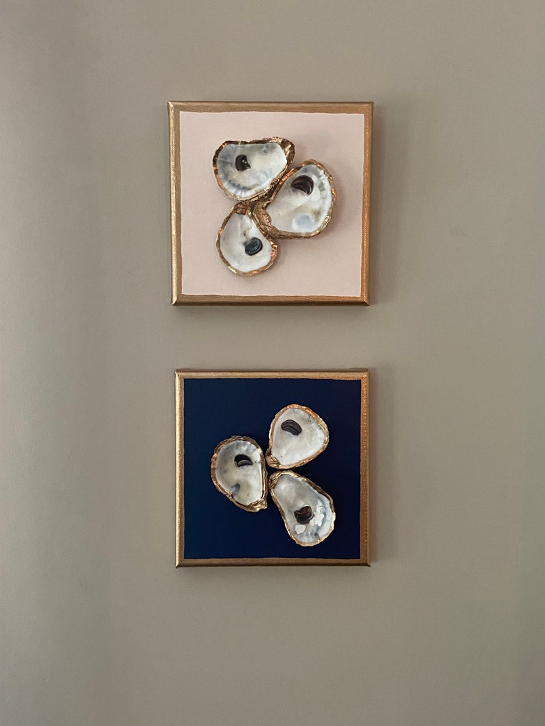 Oyster Shell Painting: Gold Leaf Coastal Wall Art (8x8) - Etsy