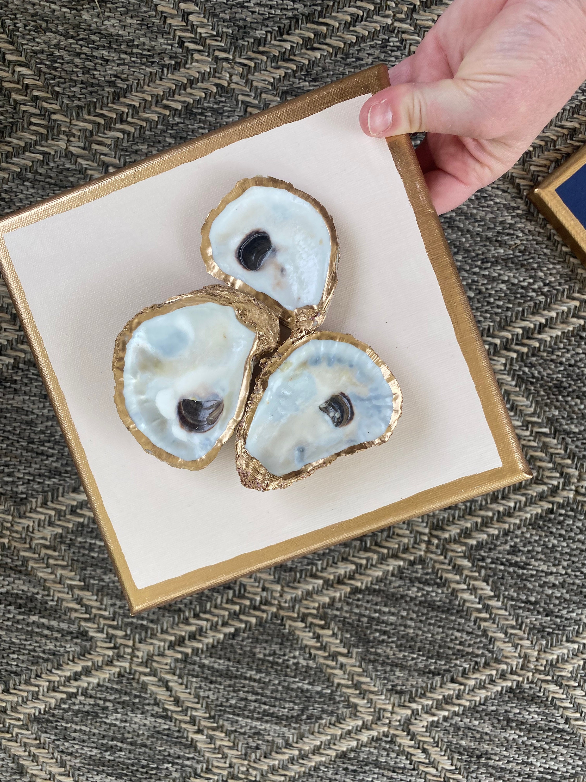 Oyster Shell Painting: Gold Leaf Coastal Wall Art (8x8) - Etsy