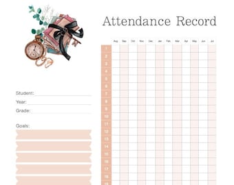 Printable Attendance Record Keeper 2/3 Kids/students - Homeschool - Etsy