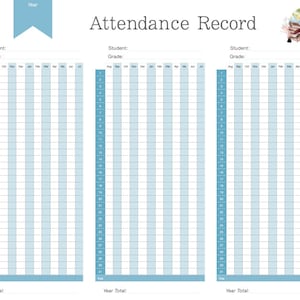 Printable Attendance Record Keeper 2/3 Kids/students - Homeschool - Etsy