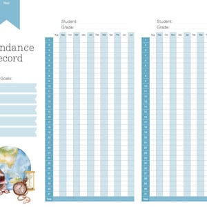 Printable Attendance Record Keeper 2/3 Kids/students - Homeschool - Etsy