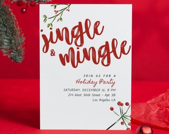 Printable Christmas Party Invitation Jingle and Mingle - Etsy