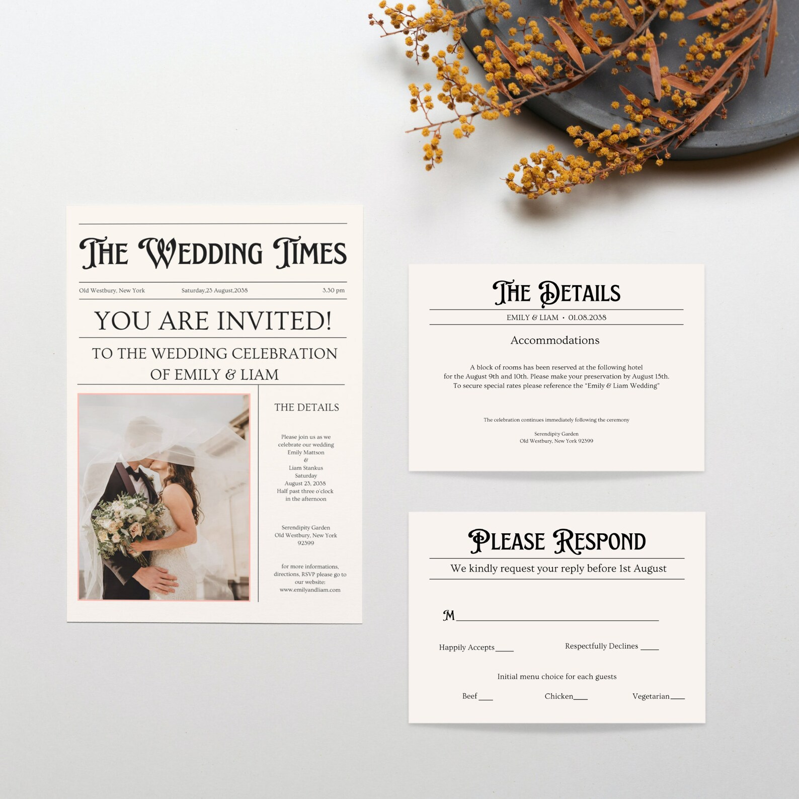 Newspaper Wedding Invitation Template Canva, Unique Wedding Invitation ...