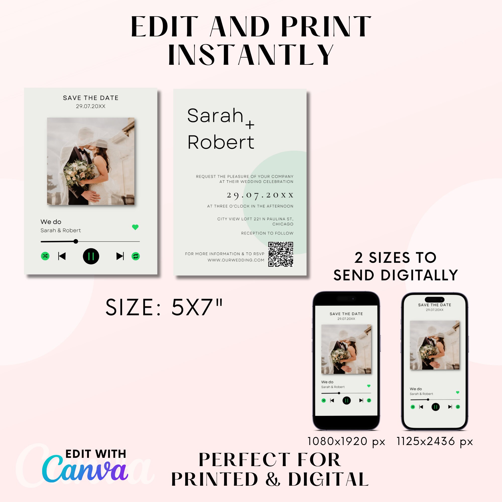 Unique Spotify Wedding Invitation With Photo, Fun Wedding Invite ...