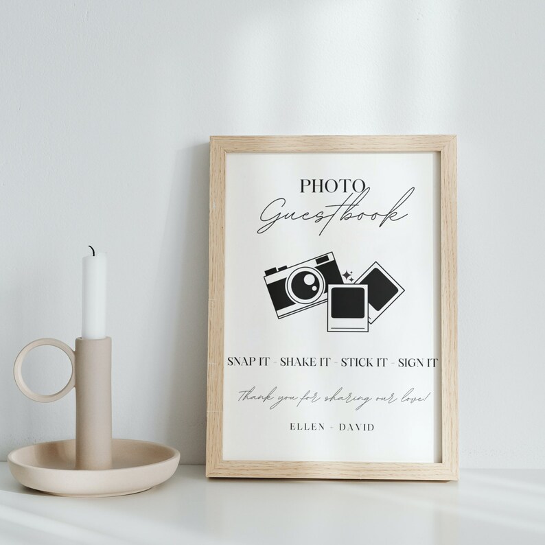 Minimal Wedding Photo Guestbook Sign Editable Wedding - Etsy