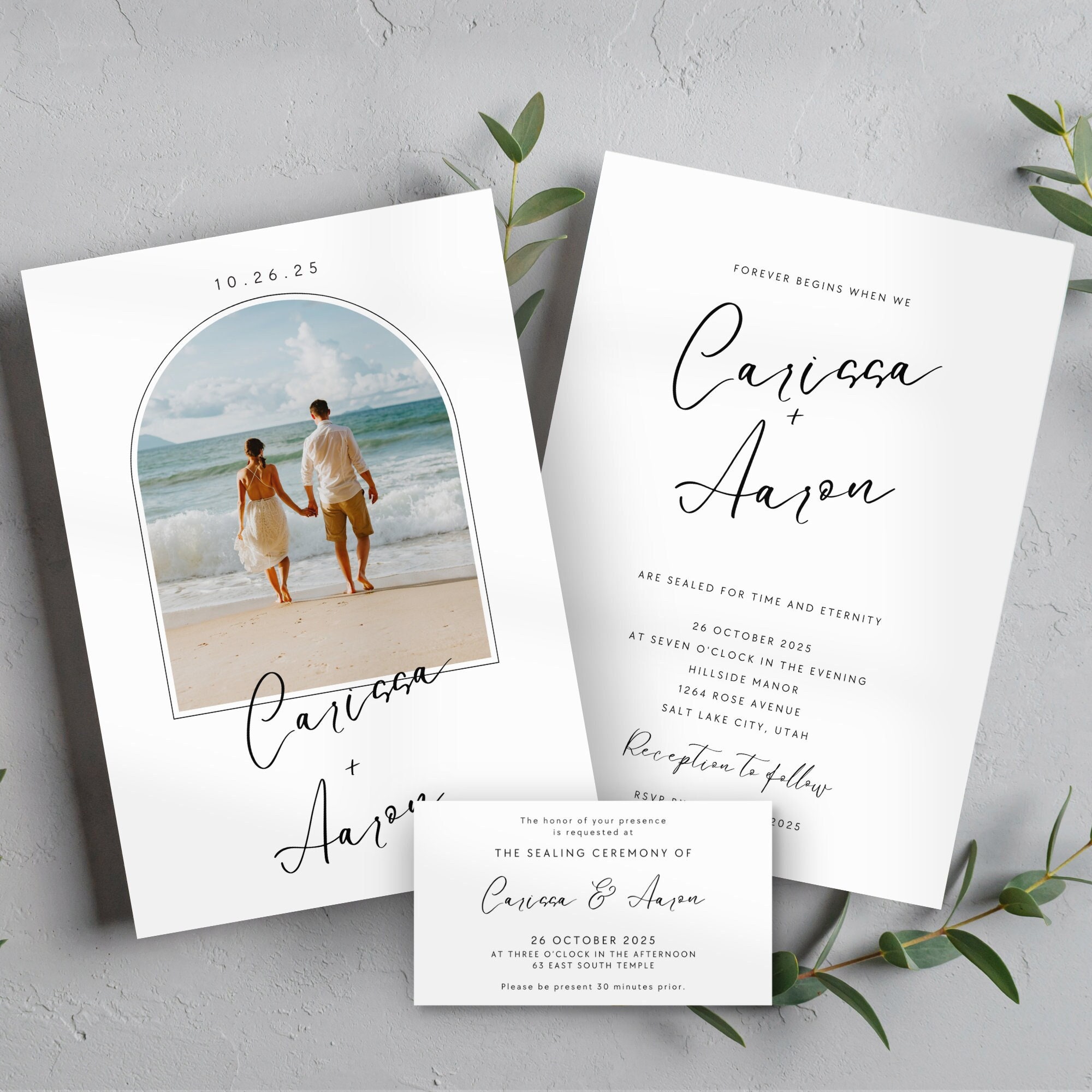 LDS Wedding Invitation Template, Photo Wedding Invitation Canva, LDS ...