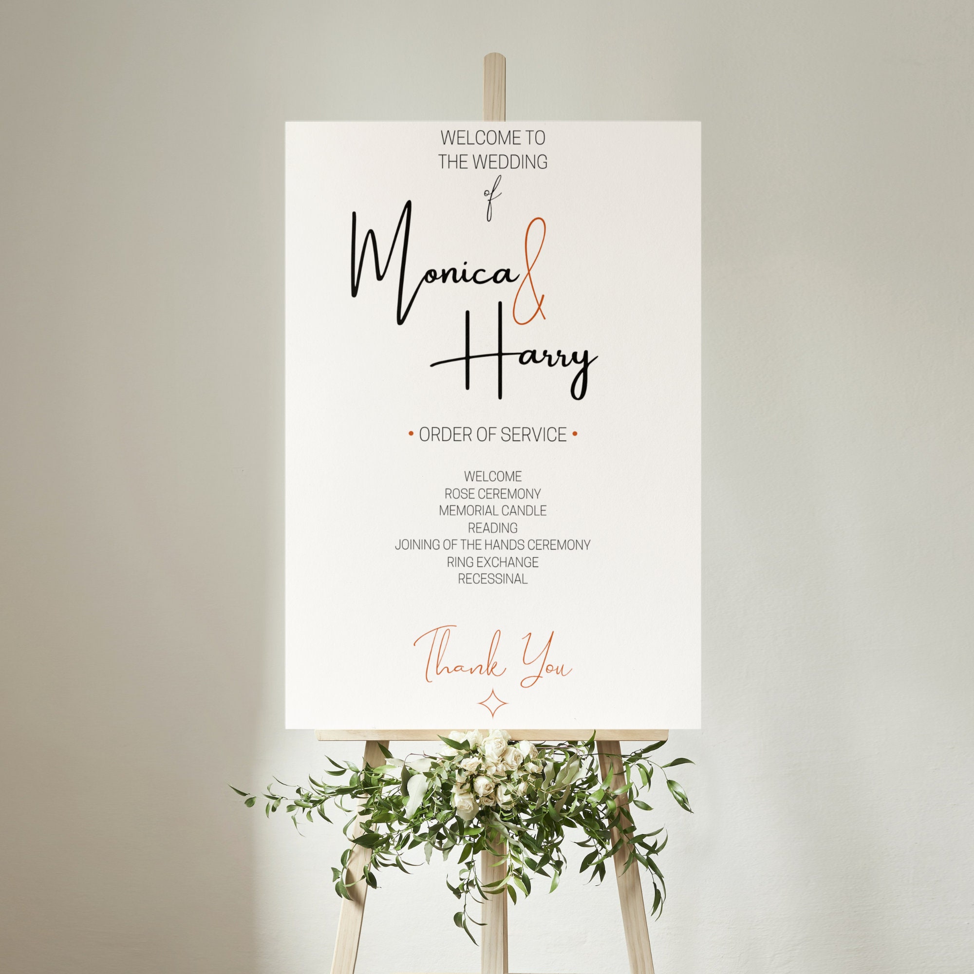 Printable Wedding Order of Events, Minimalist Wedding Program, Modern ...