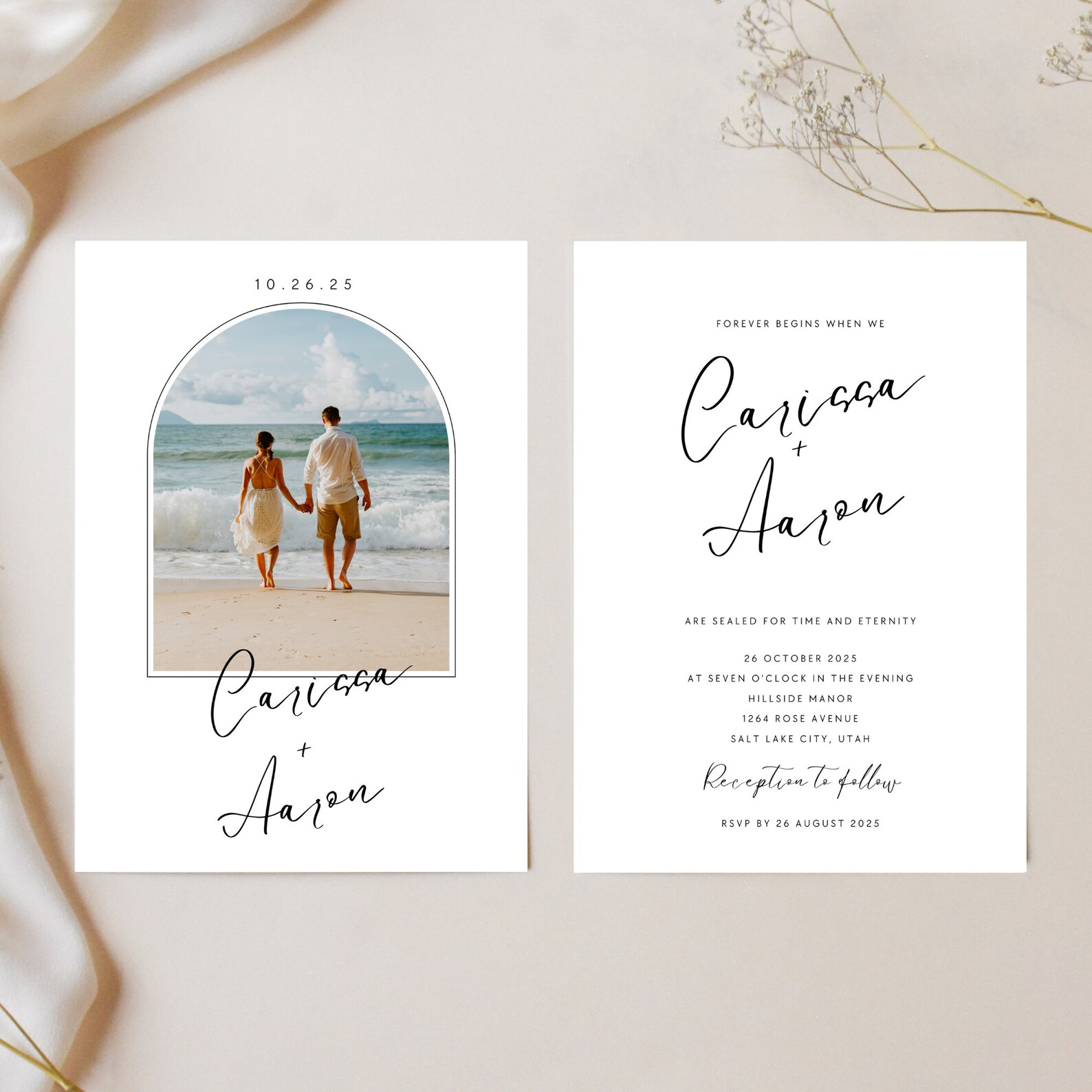 LDS Wedding Invitation Template, Photo Wedding Invitation Canva, LDS ...