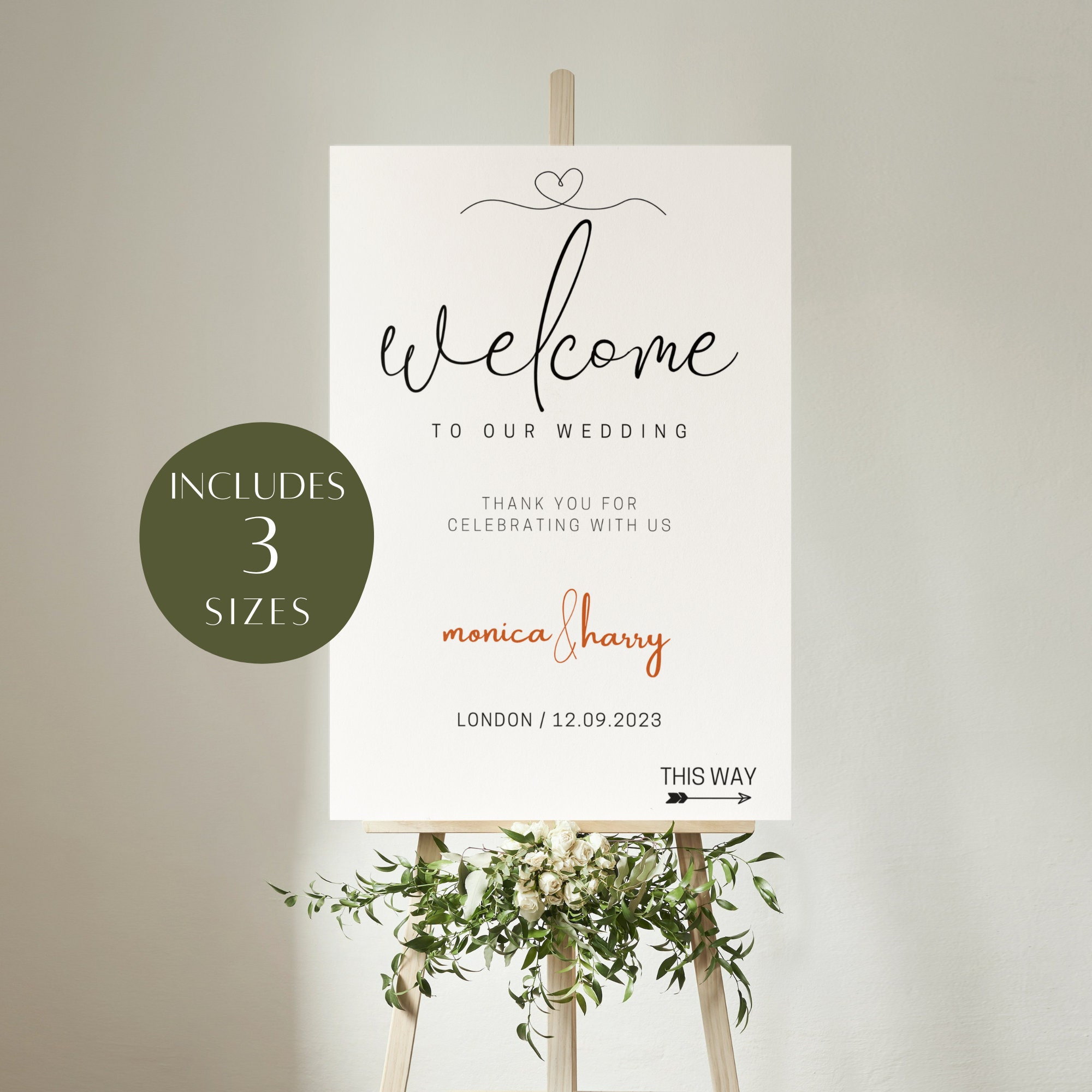 Wedding Welcome Sign Template 24x36, Welcome to Our Wedding Sign ...