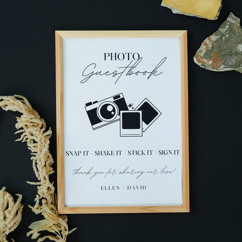 Minimal Wedding Photo Guestbook Sign Editable Wedding - Etsy