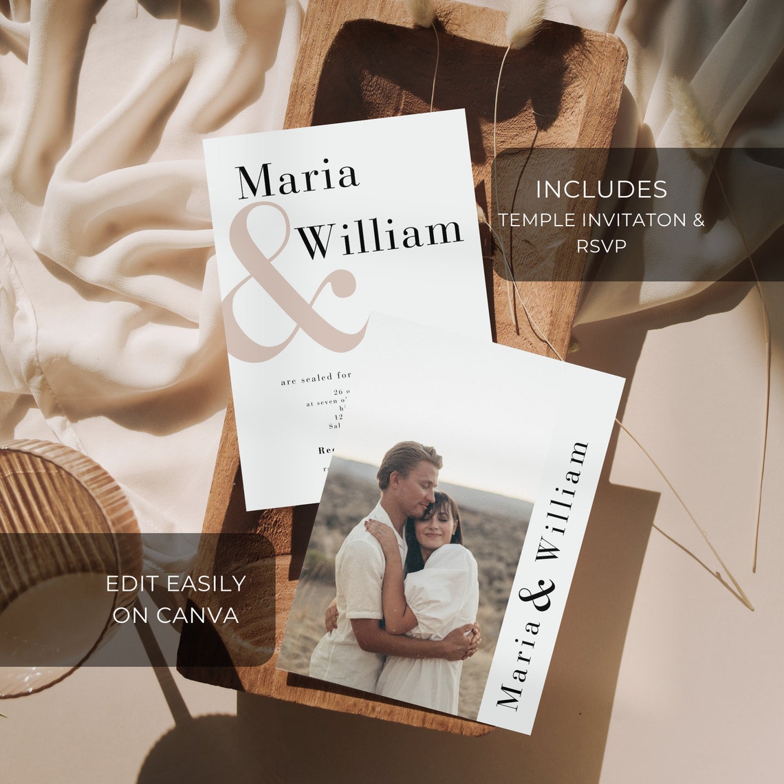 LDS Wedding Invitation Template, Photo Wedding Invitation Canva, LDS ...