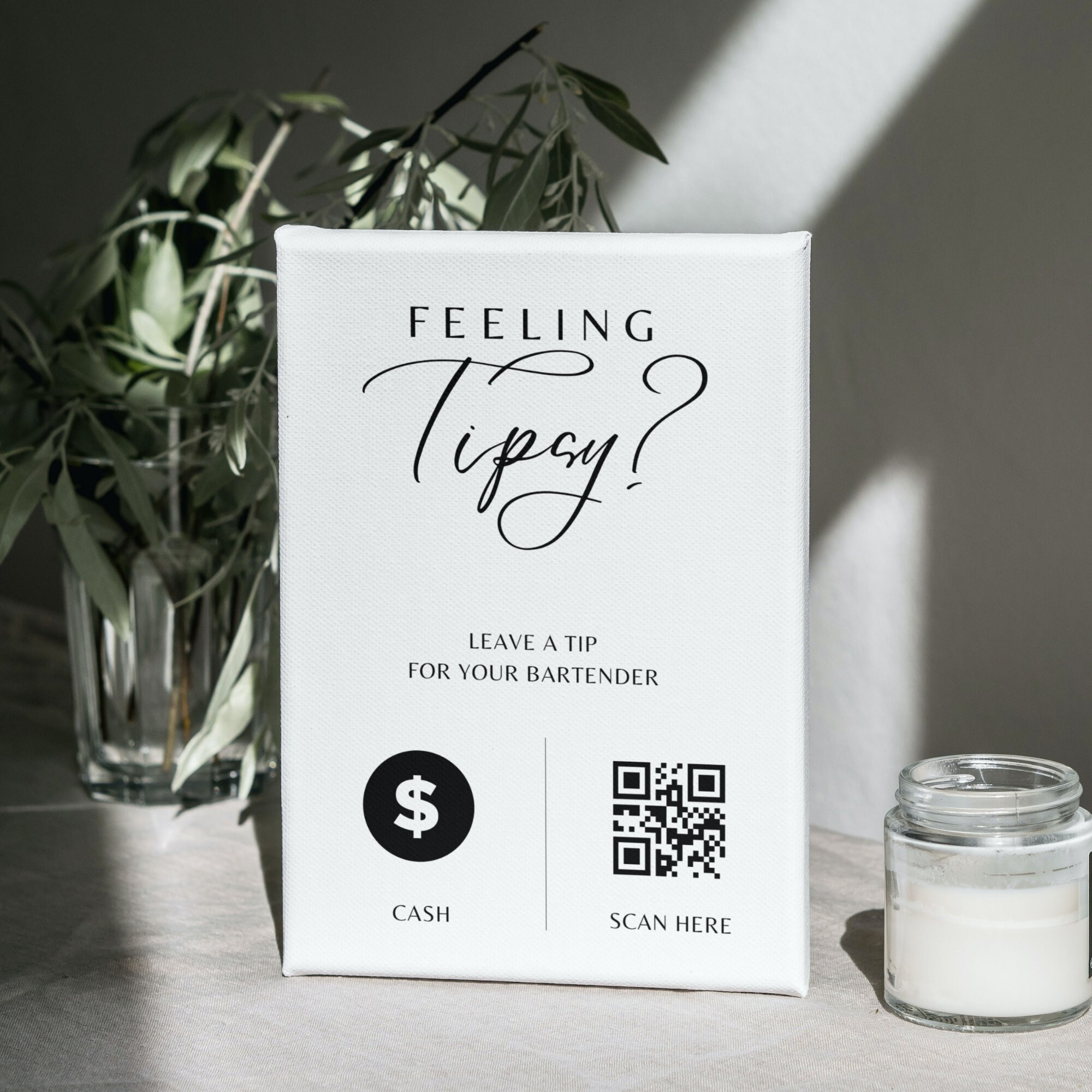 Tip Your Bartender Sign Template, QR Code Wedding Sign, Feeling Tipsy ...