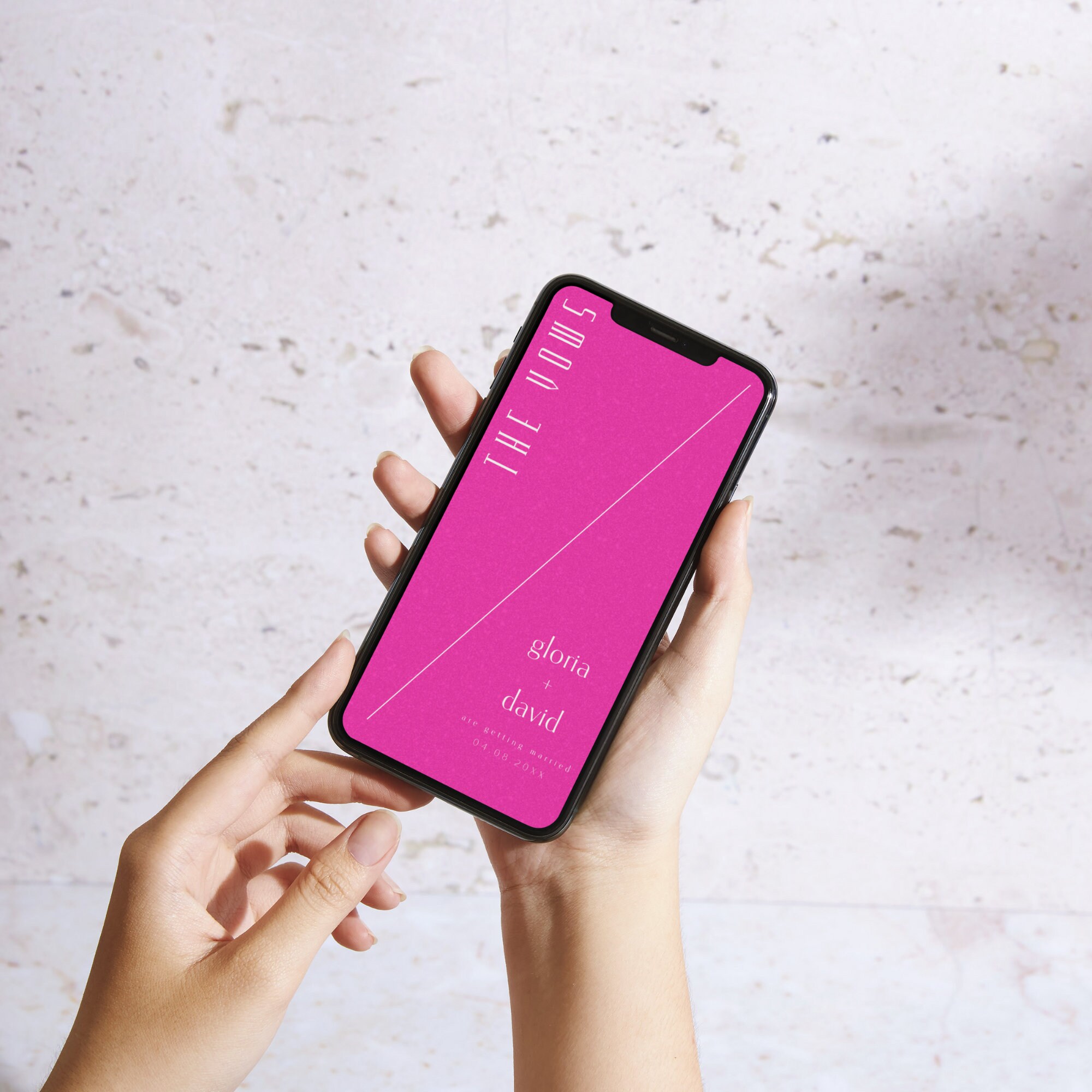 Pink Glitter Wedding Invitation Template Canva, Sparkly Pink and Silver ...