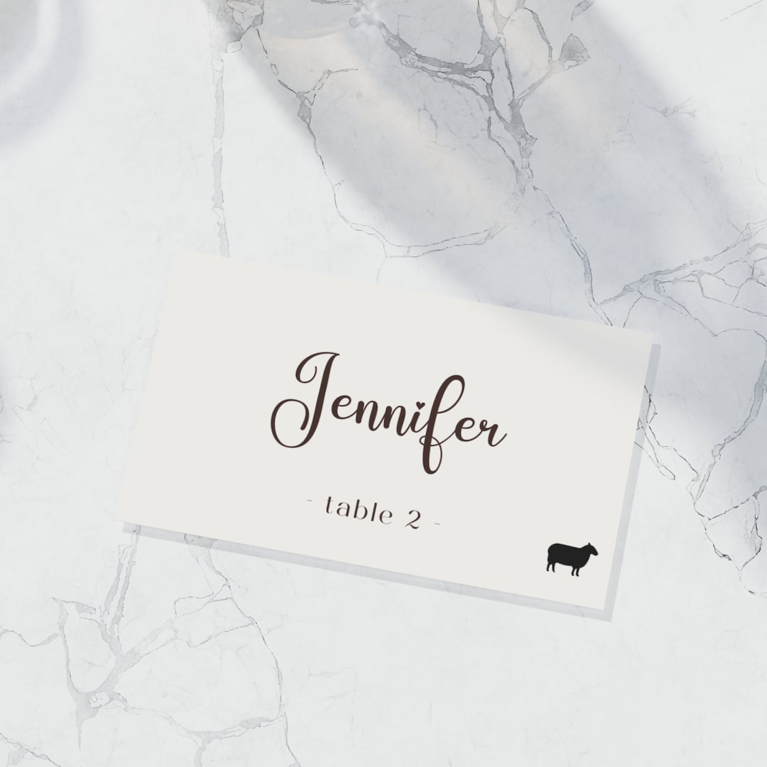 Wedding Place Card With Meal Choice Tented Name Place Card - Etsy