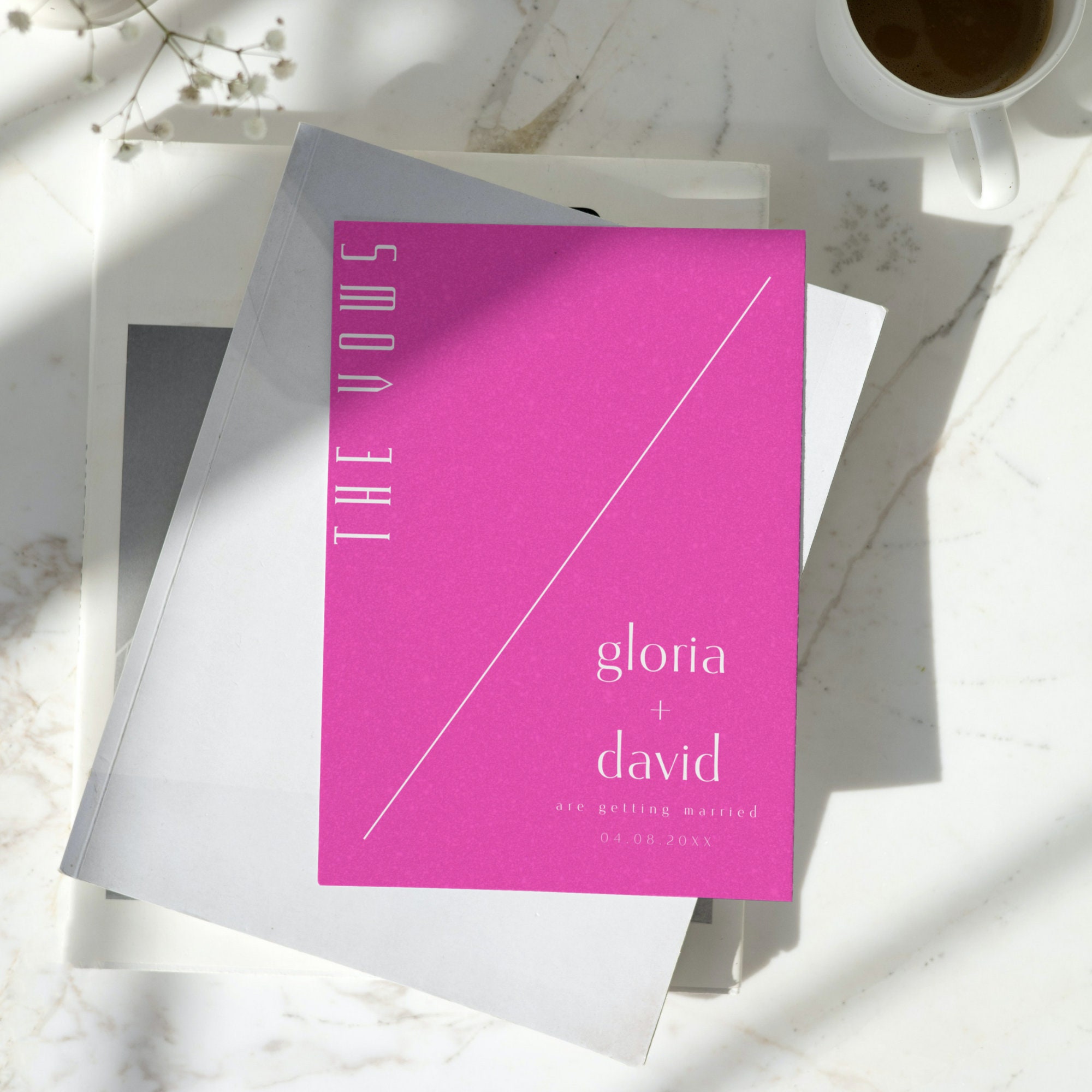 Pink Glitter Wedding Invitation Template Canva, Sparkly Pink and Silver ...