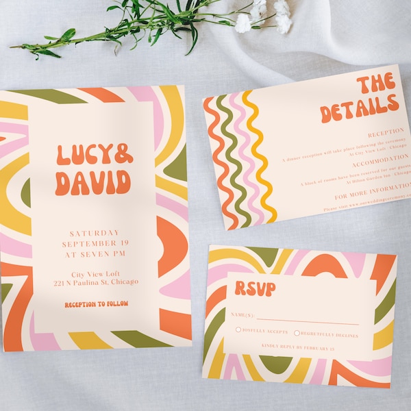 Retro Wedding Invitation - Etsy