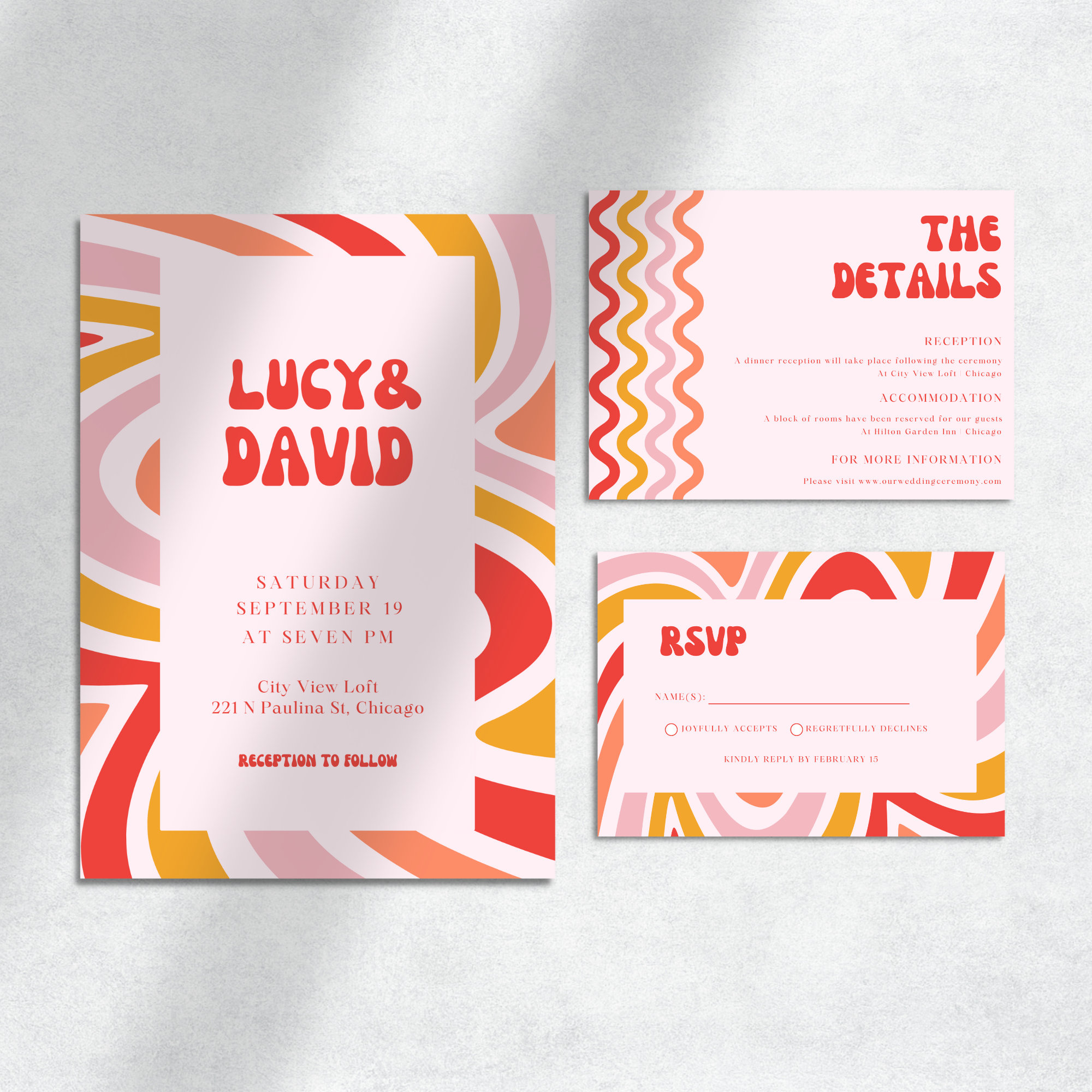 Retro Wedding Invitation Template Canva, 70s Wedding Invites, Colorful ...