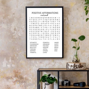 Positive Affirmations Word Search 18"x24" - Etsy