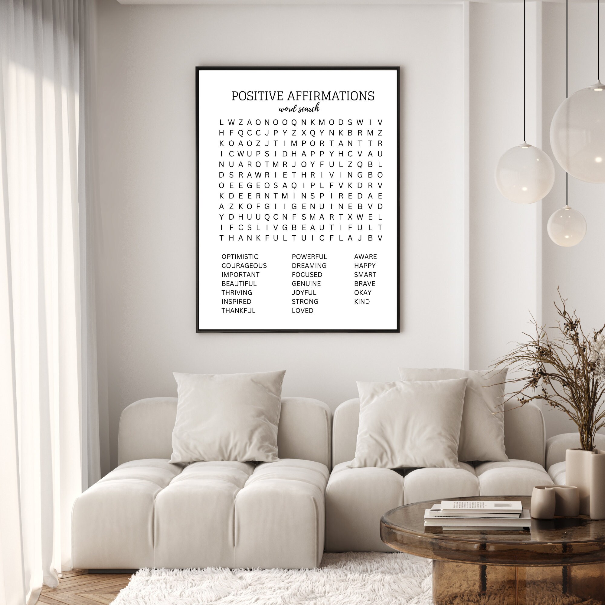 Positive Affirmations Word Search 18x24 - Etsy
