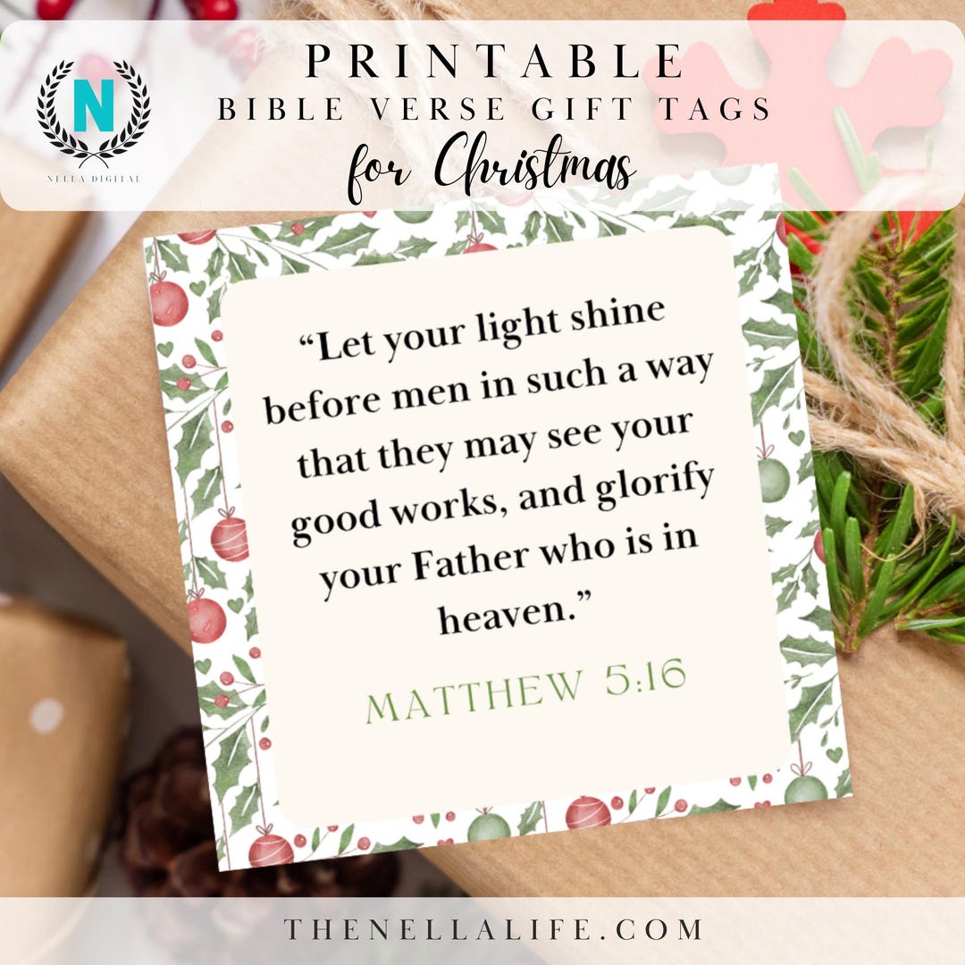 Printable Bible Verse Gift Tags for Christmas Christian Christmas Gift ...
