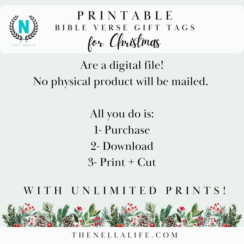 Printable Bible Verse Gift Tags for Christmas Christian Christmas Gift ...