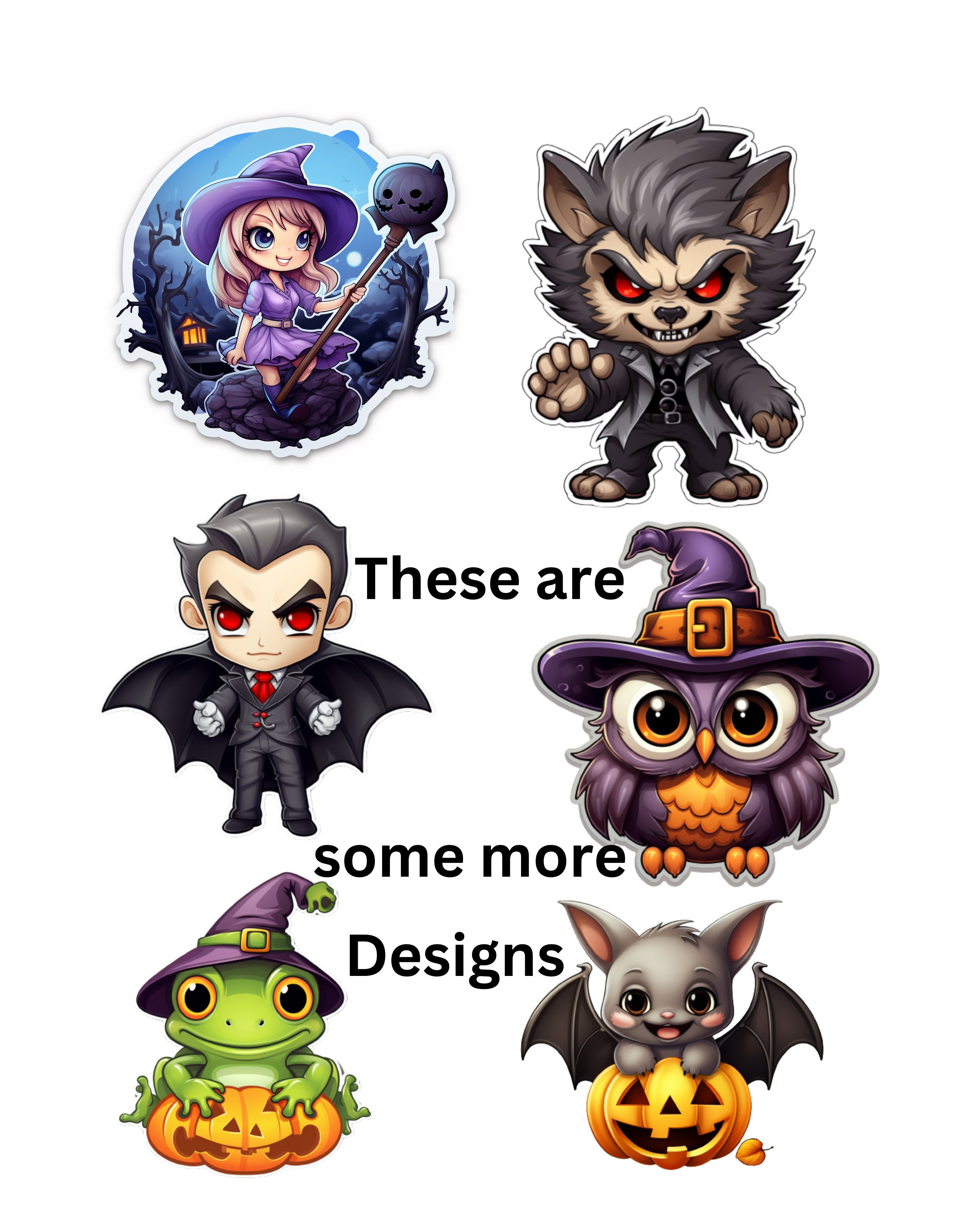 Kawaii Halloween Stickers Bundle - 50 Adorable Halloween PNG Stickers ...