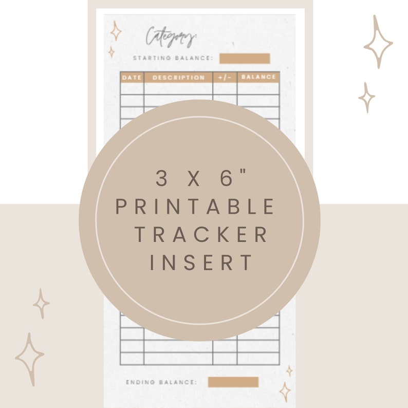 Cash Envelope Printable Tracker Insert for Cash Stuffing | Instant ...