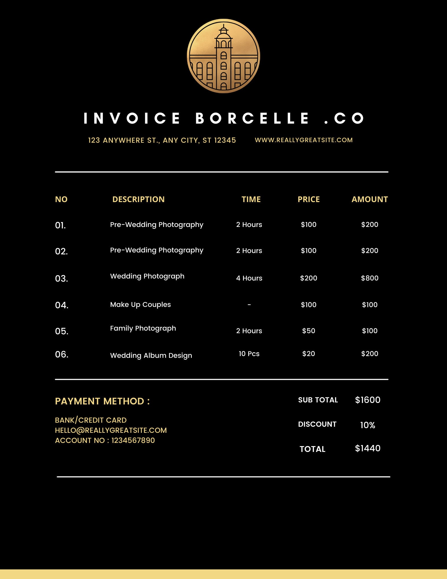 Business or Catering Invoice Template Fully Editable on Canva Ideal for ...