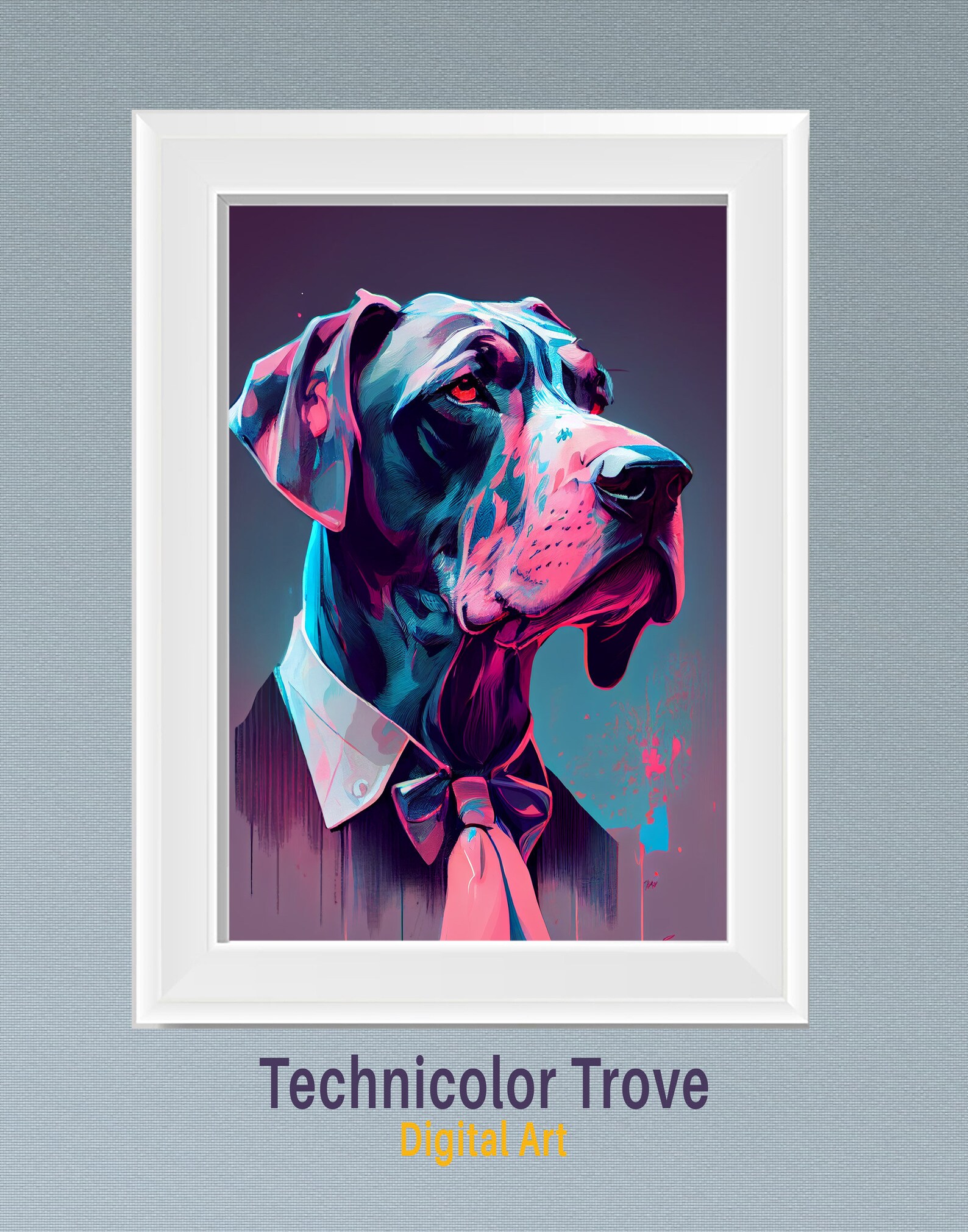 Great Dane Art: Great Dane Wearing Bow Tie in the Style of Alphonso ...