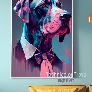 Great Dane Art: Great Dane Wearing Bow Tie in the Style of Alphonso ...