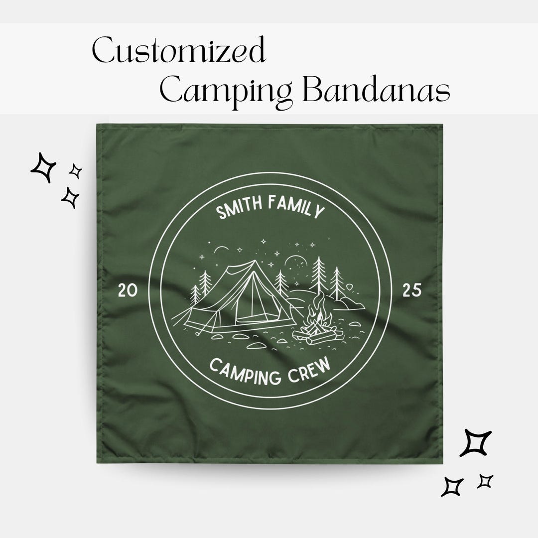Custom Family Camping Bandana: Personalized Cabin Crew Scarf, Campfire ...