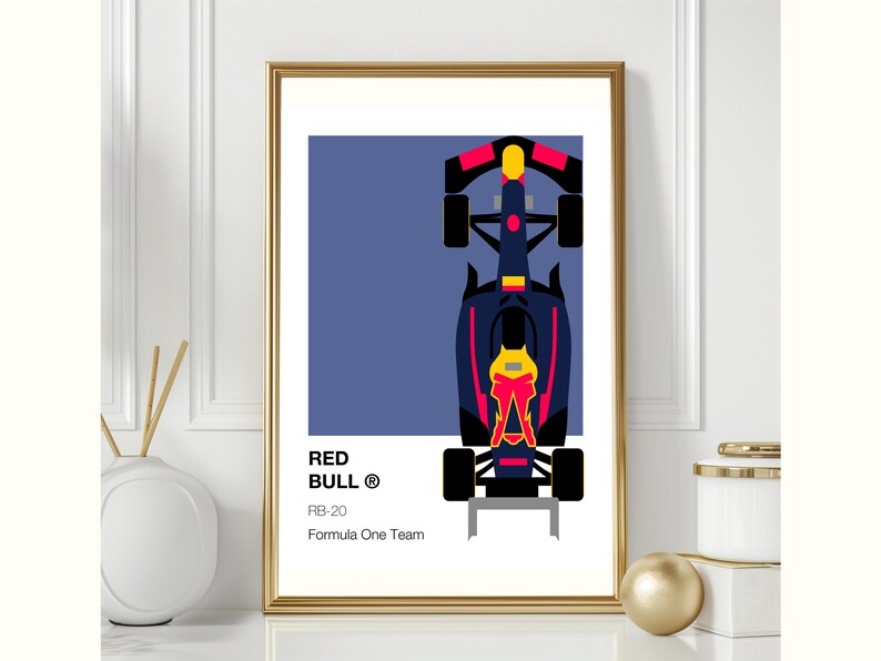 Red Bull F1 Poster, Formula One Print, RB-20 F1 Car Wall Art ...