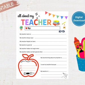 Teacher Appreciation Week Printable, Its All About My Teacher, Teacher ...