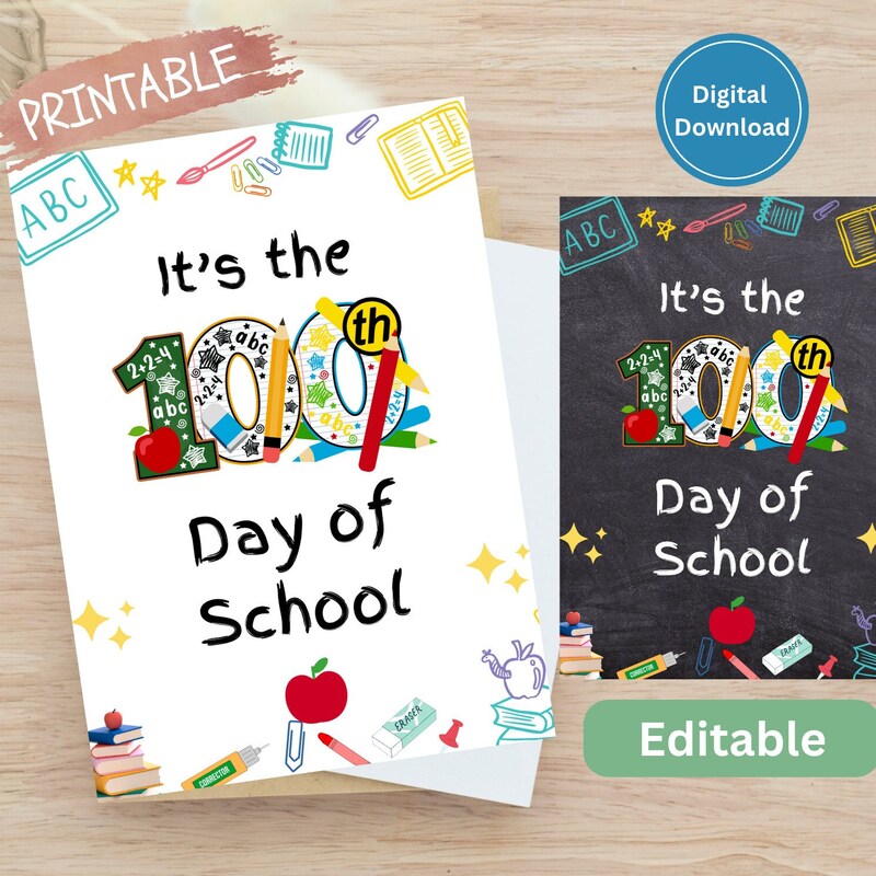 100th Day of School Poster - Etsy