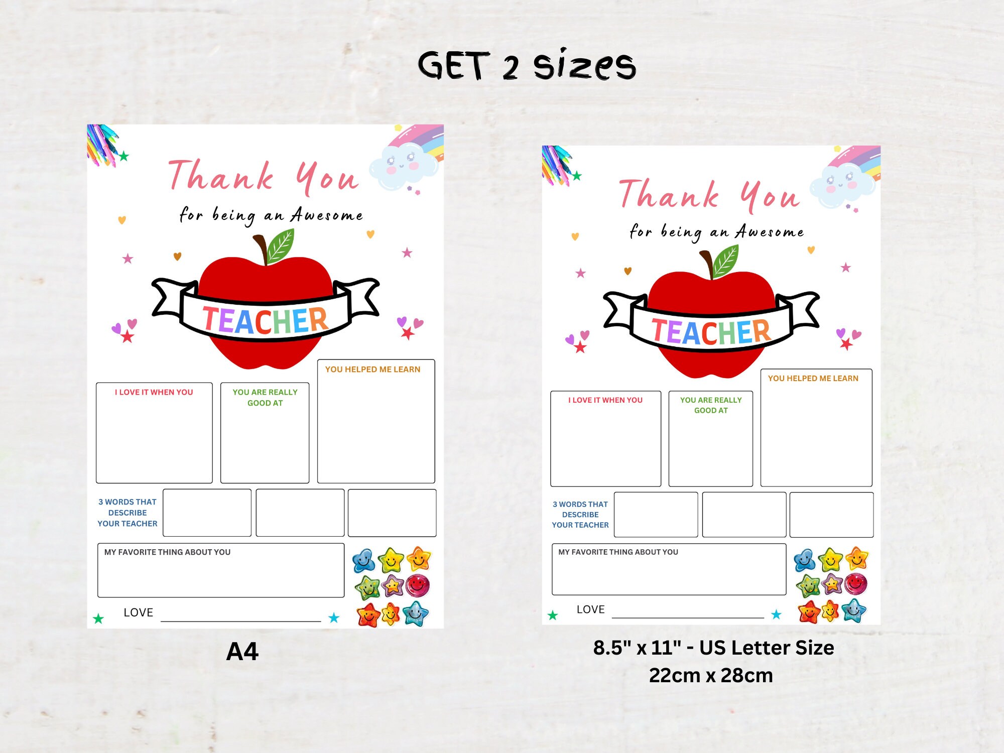 Editable Teacher Appreciation Gift, Thank You Teacher Gift, All About ...