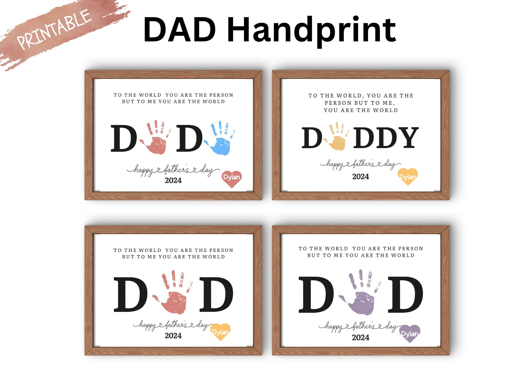 Dad Handprint Sign Template, DIY Handprint Sign, Personalized Gift From ...