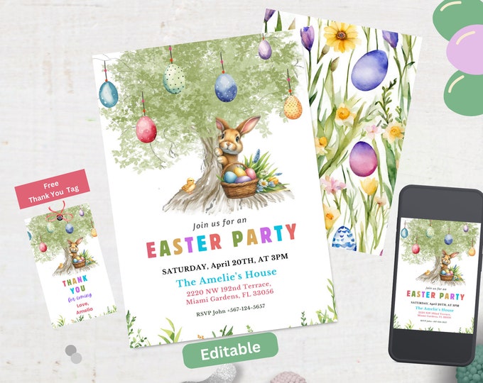 Easter Egg Hunt Invitation Template Easter Party Invite Template ...