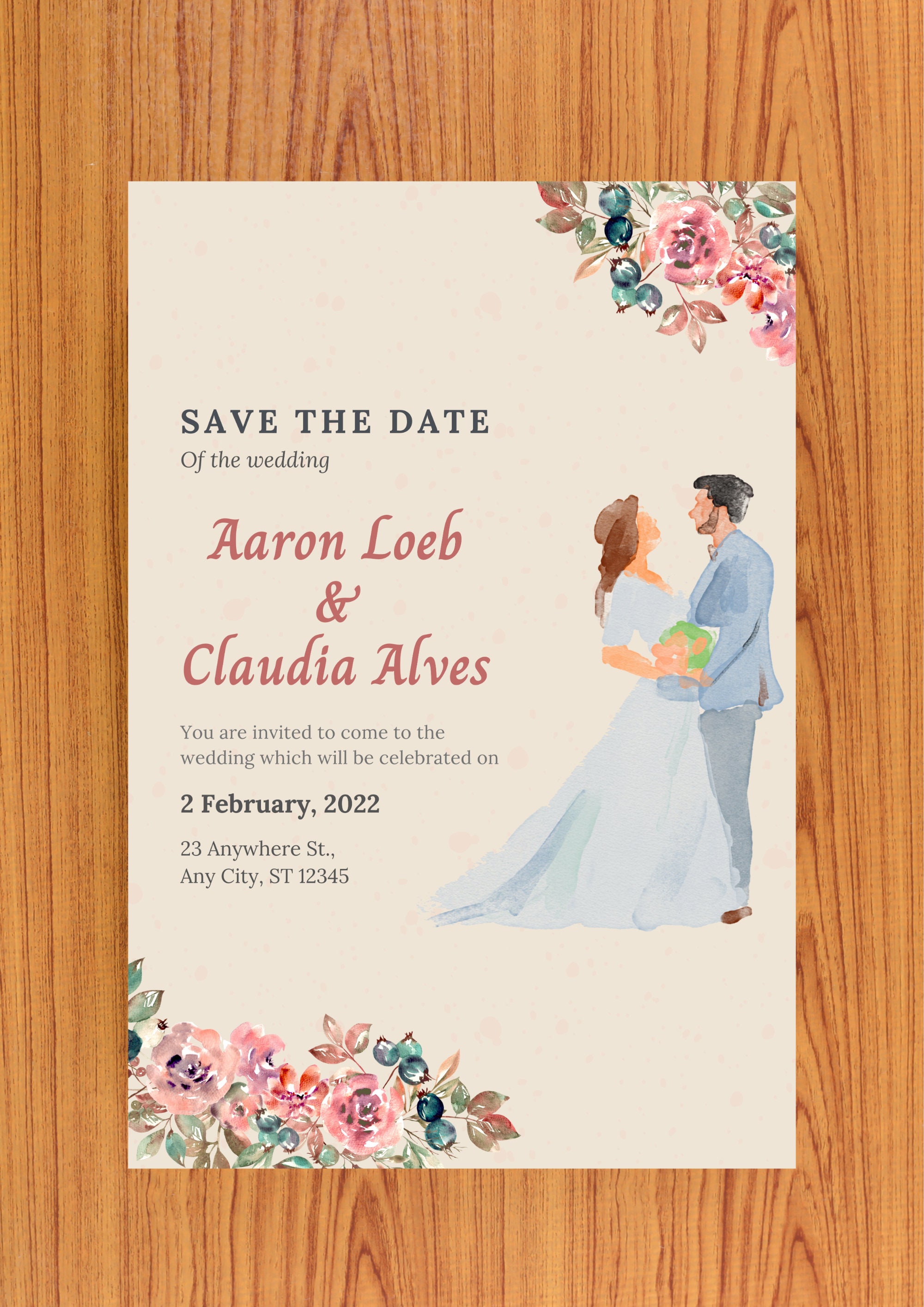 Wedding Invitation, Husband & Wife Illustration, Wedding Card Template ...