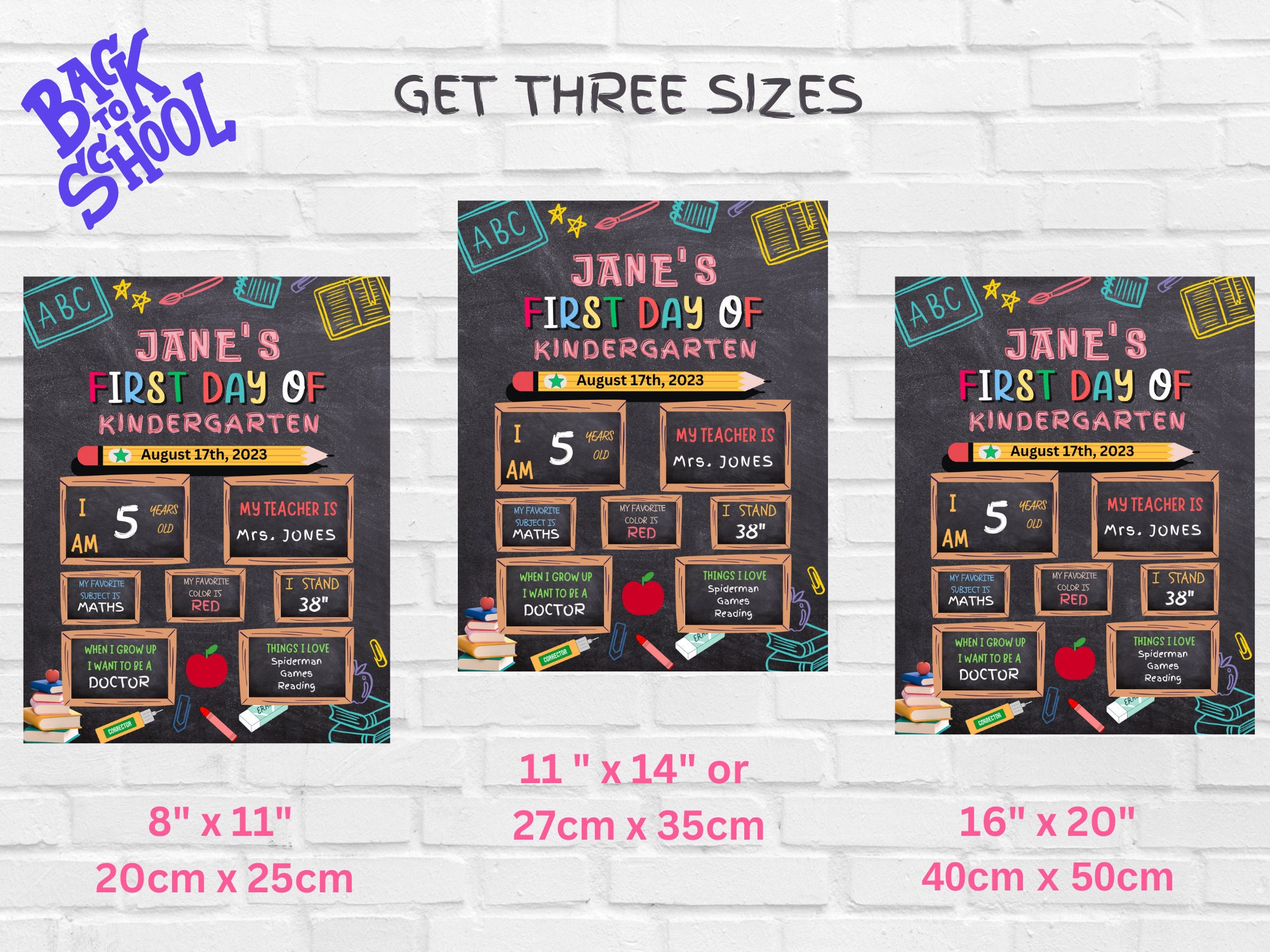 First Day of School Sign for Kids | Editable Back to School Template ...