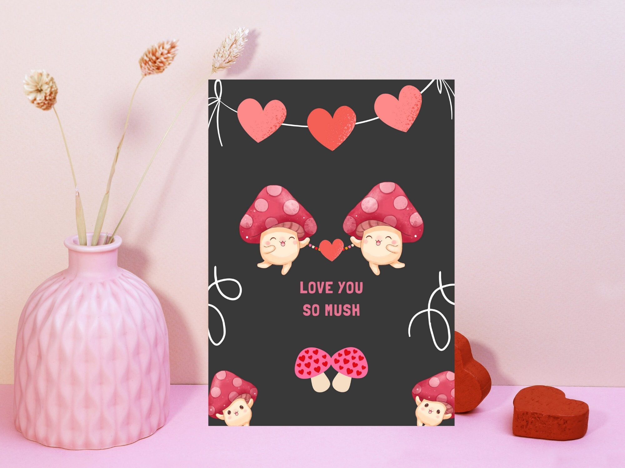 Mushroom Valentines Day Card Printable, Love You so Much, Funny ...