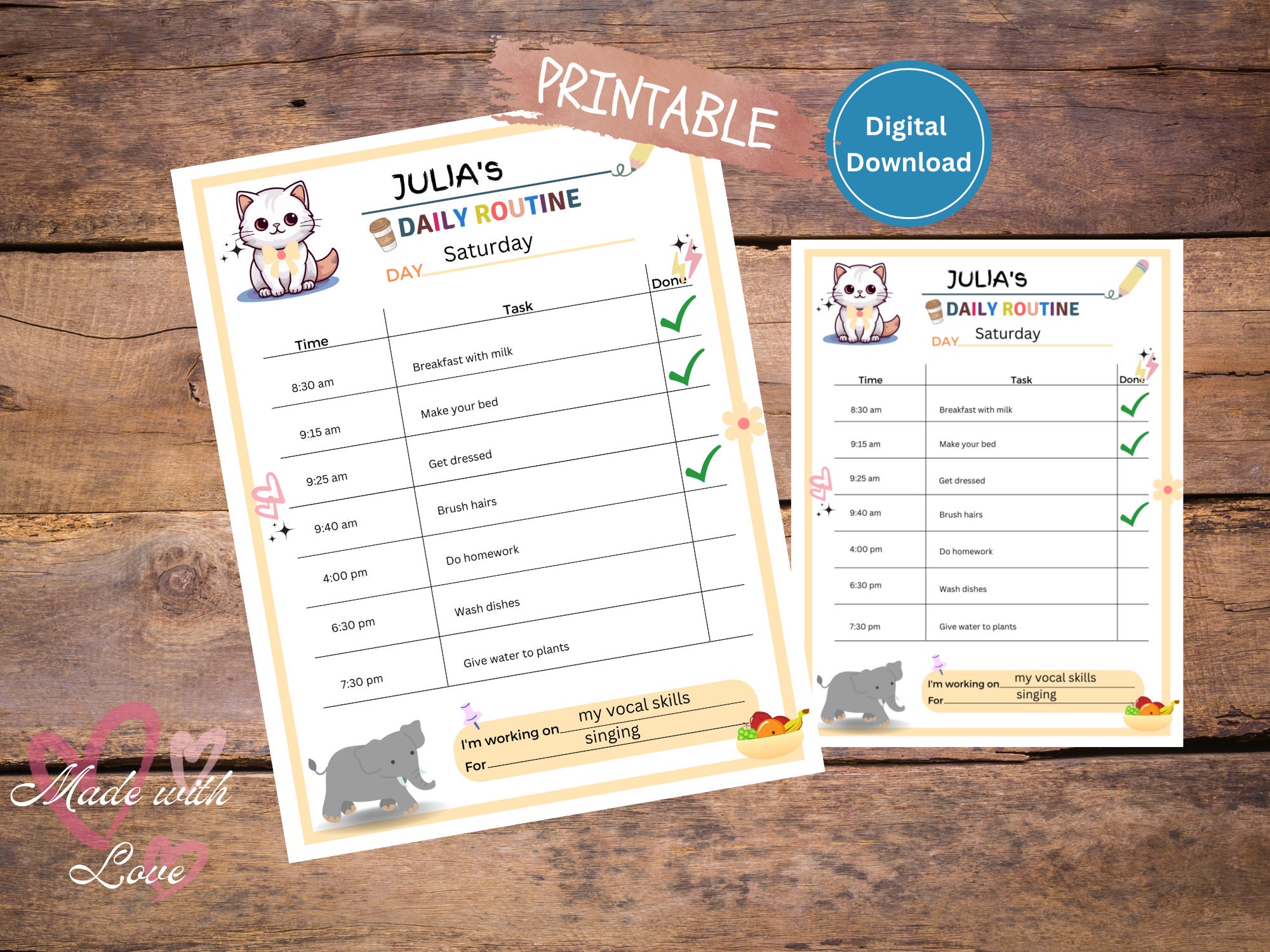 Animal Daily Routine Planner Printable Minimalistic Chore - Etsy