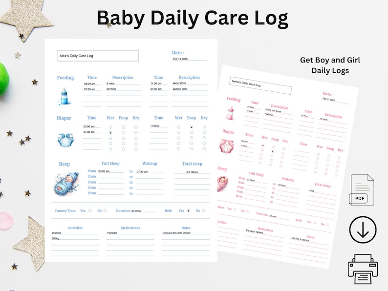 Editable Baby Care Daily Log, Nanny Log, Daycare Report, Babysitter PDF ...