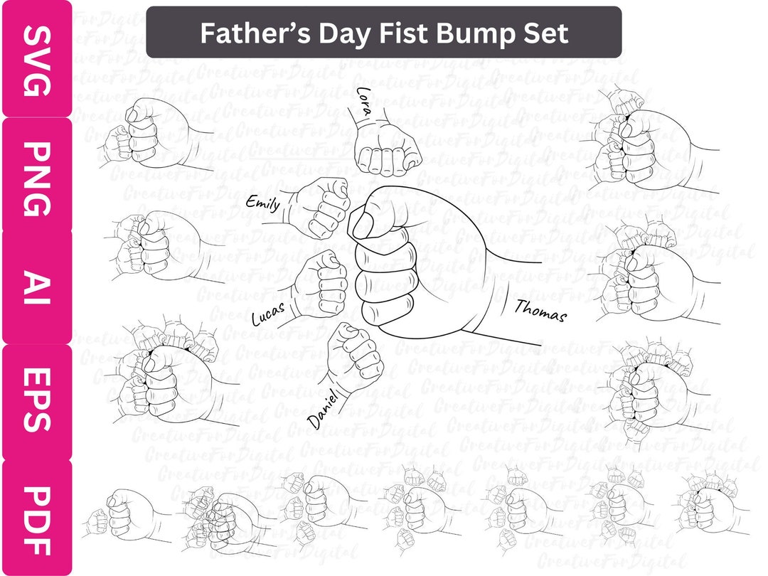 Fist Bump, Baby Father Fist Bump SVG Bundle, Fist Bump High Five ...