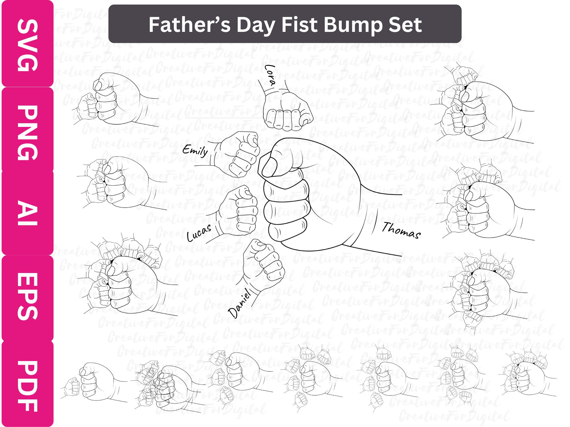 Fist Bump, Baby Father Fist Bump SVG Bundle, Fist Bump High Five ...