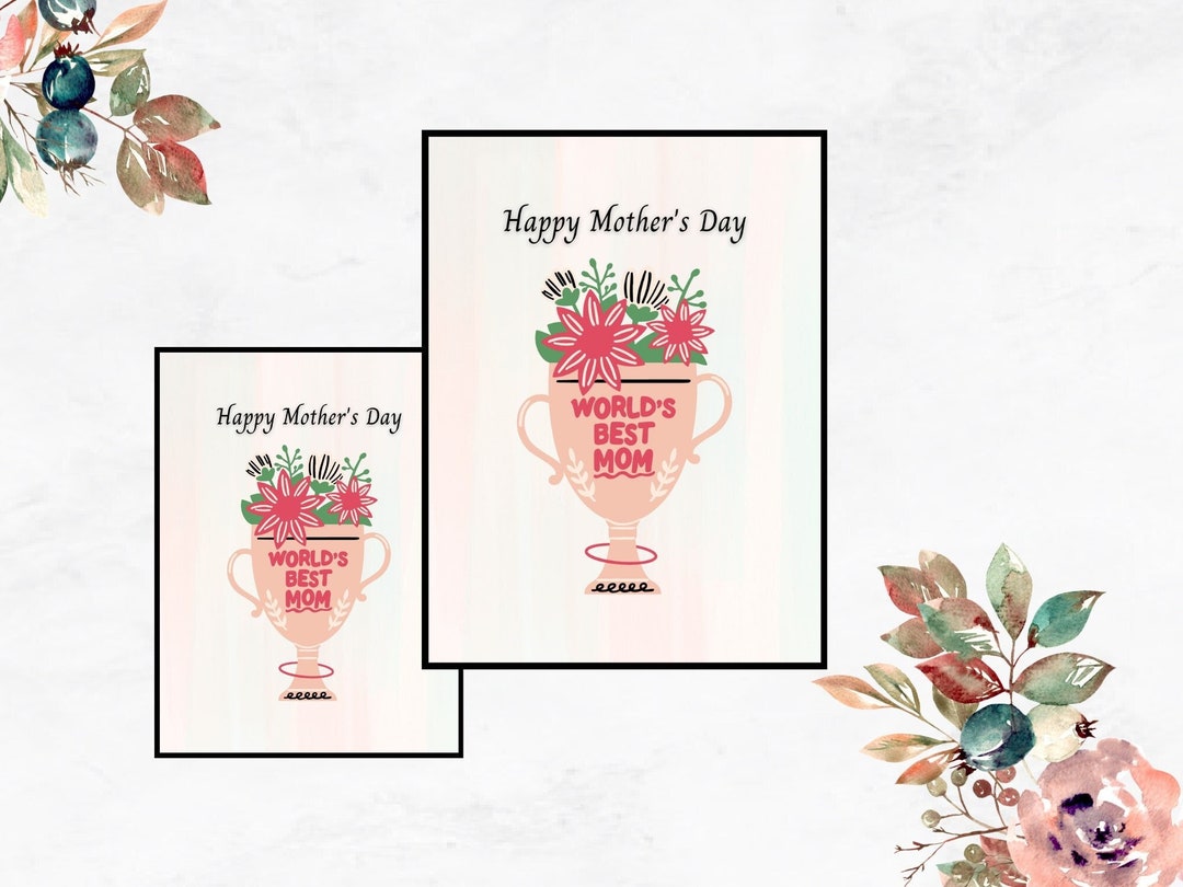 Worlds Best Mom Trophy Card Award Winning Mummy Mothers Day Flowers ...
